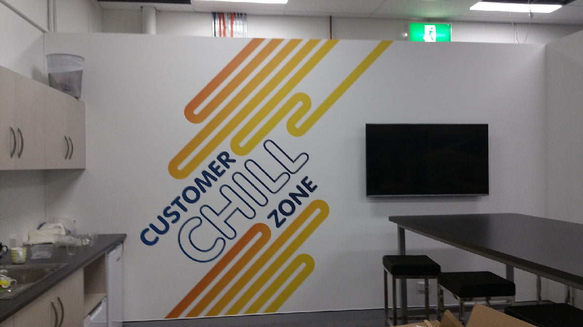 Contractor Area Wall Graphics: Relaxing Corporate Design - Coloursplash