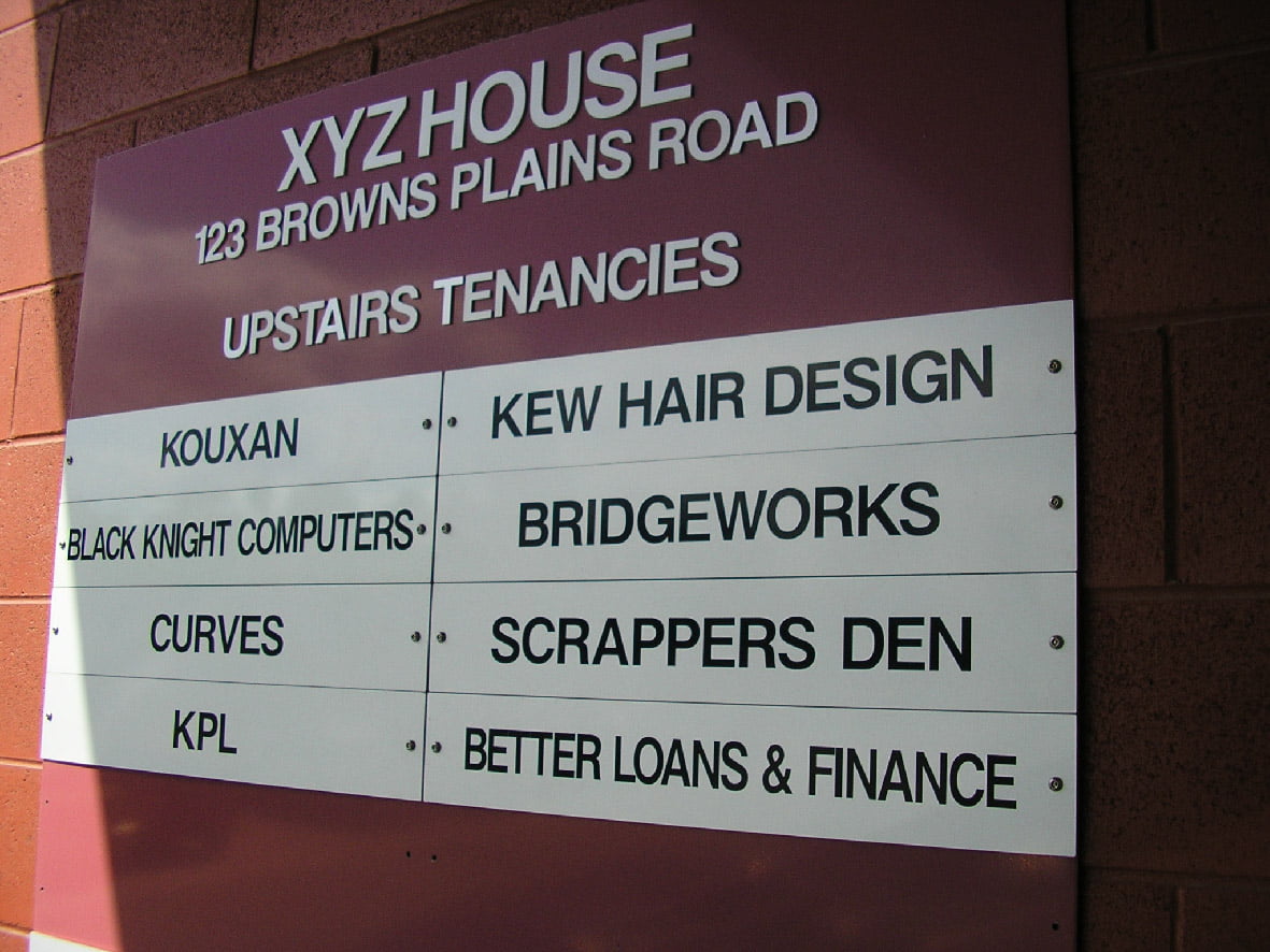 Aluminium External wall directory with tamper proof fixings ...